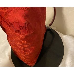 Gucci | Bags | Gucci Red Monogram Canvas Gg Shoulder Bag | Poshmark